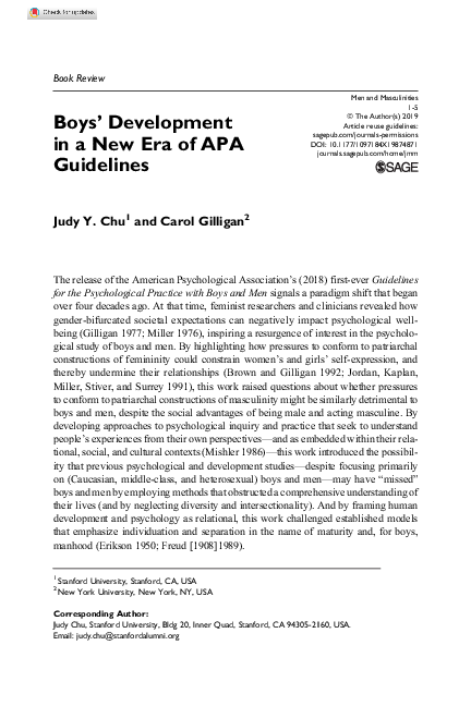 (PDF) Boys’ Development in a New Era of APA Guidelines