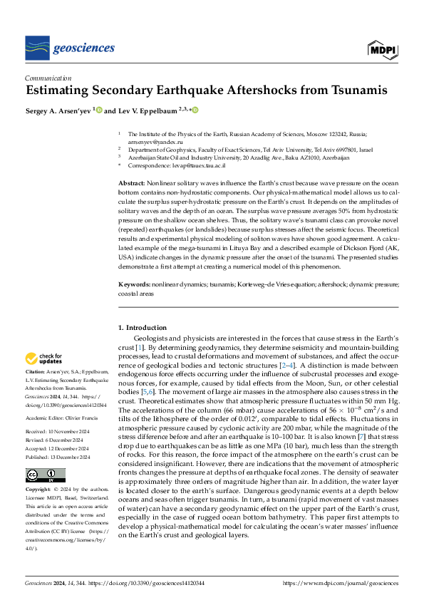 (PDF) Estimating Secondary Earthquake Aftershocks from Tsunamis