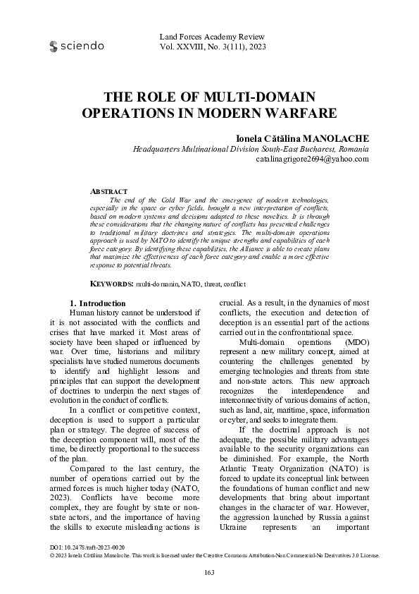 (PDF) The Role of Multi-Domain Operations in Modern Warfare