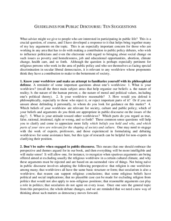 (PDF) GUIDELINES FOR PUBLIC DISCOURSE: TEN SUGGESTIONS