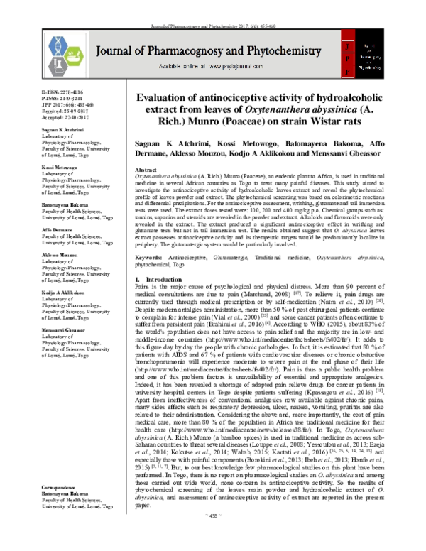 (PDF) Evaluation of antinociceptive activity of hydroalcoholic extract ...