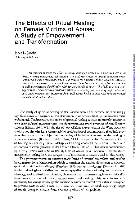 (PDF) The Effects of Ritual Healing on Female Victims of Abuse: A Study ...