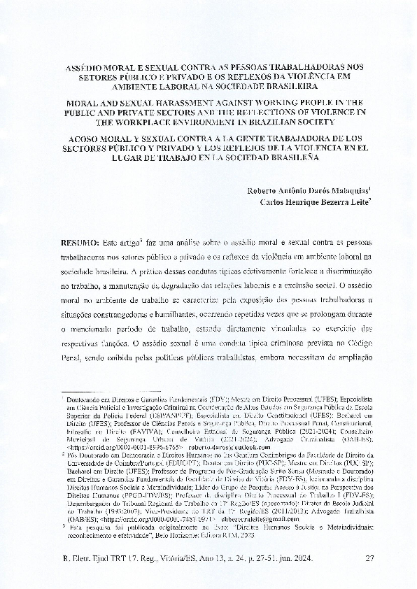 (PDF) Assédio Moral e Sexual Contra as Pessoas Trabalhadoras nos ...