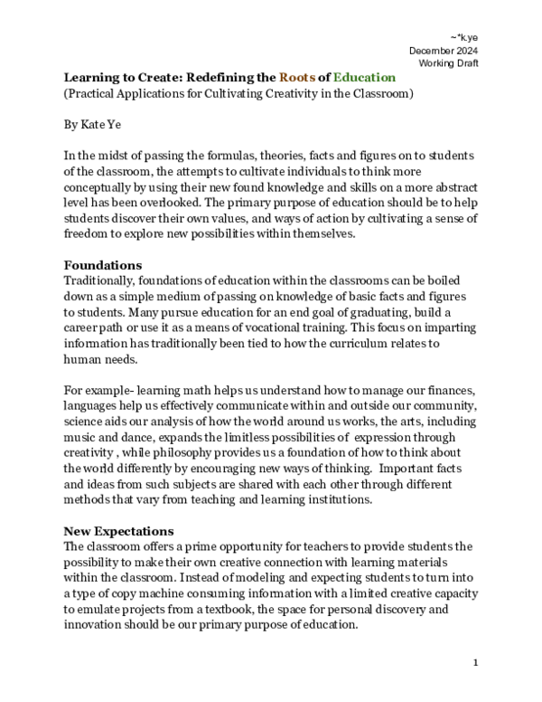 (PDF) Learning to Create Redefining the Roots of Education-(Practical ...