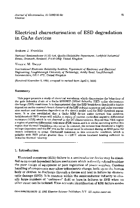 (PDF) Electrical characterisation of ESD degradation in GaAs devices