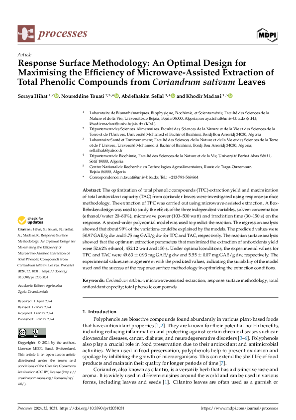 (PDF) Response Surface Methodology: An Optimal Design for Maximising the Efficiency of Microwave ...