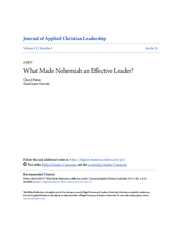 (PDF) What Made Nehemiah an Effective Leader