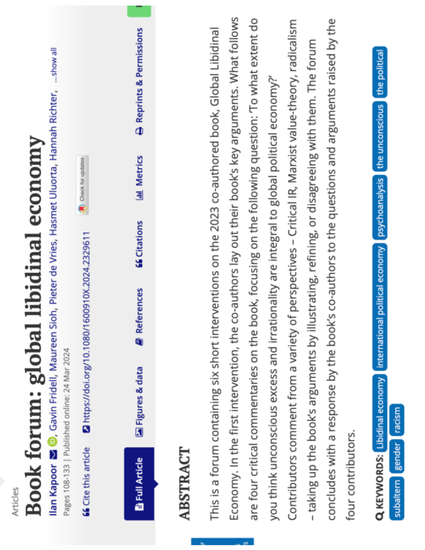 (PDF) Book forum: global libidinal economy