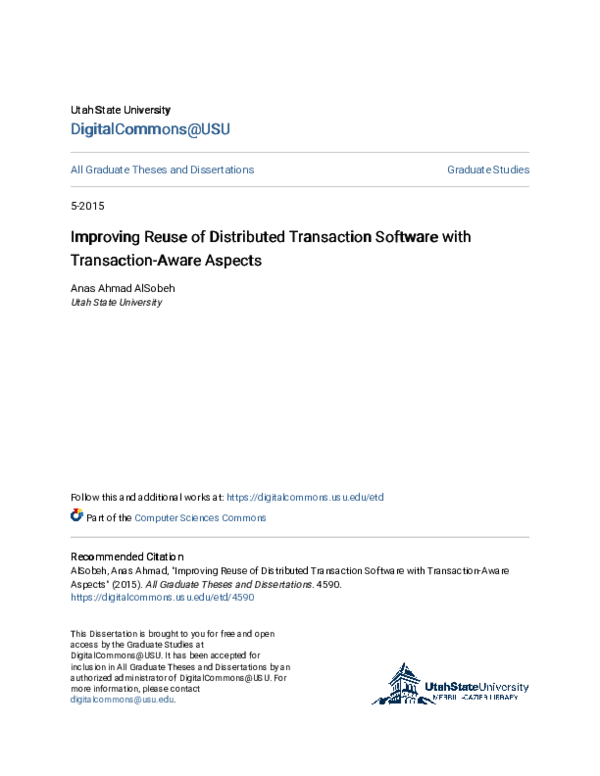 (PDF) Improving Reuse of Distributed Transaction Software with Transaction-Aware Aspects