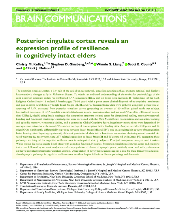 (PDF) Posterior cingulate cortex reveals an expression profile of ...