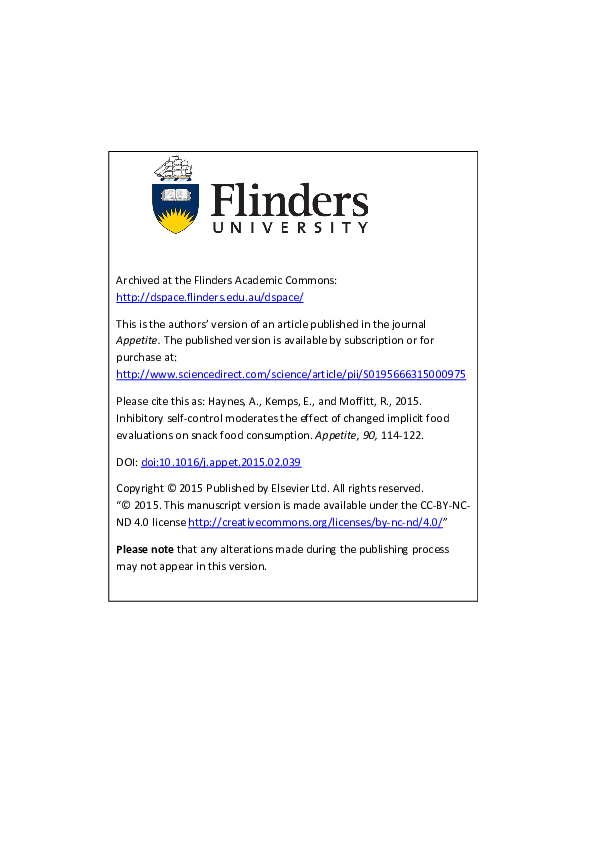 (PDF) Inhibitory self-control moderates the effect of changed implicit ...