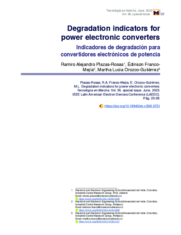 (PDF) Degradation indicators for power electronic converters