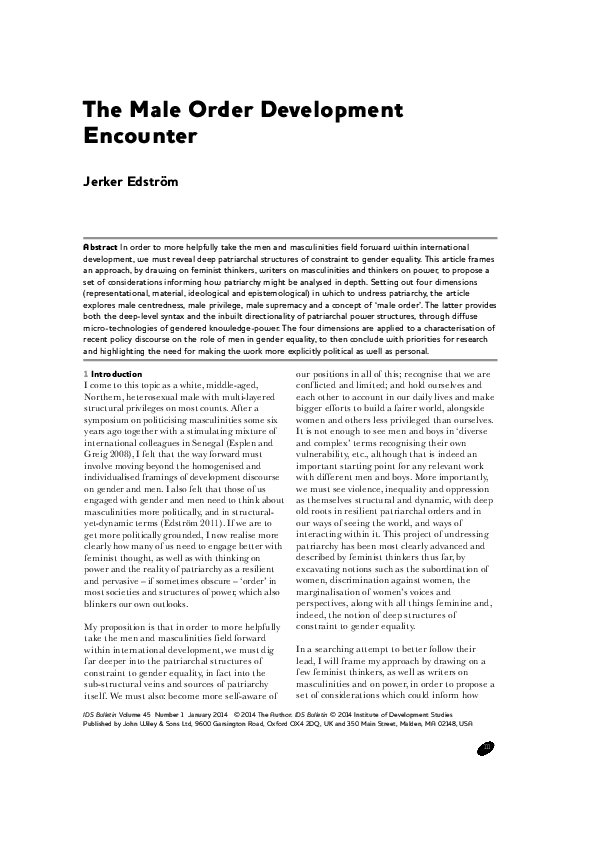 (PDF) The Male Order Development Encounter