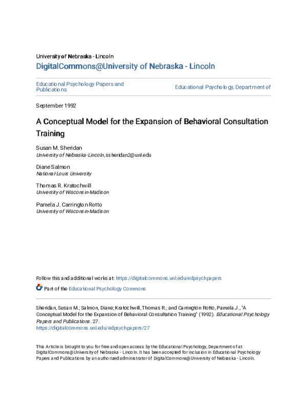 (PDF) A Conceptual Model for the Expansion of Behavioral Consultation ...