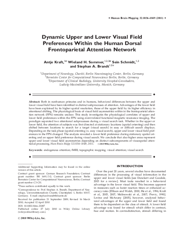 (PDF) Dynamic upper and lower visual field preferences within the human dorsal frontoparietal ...