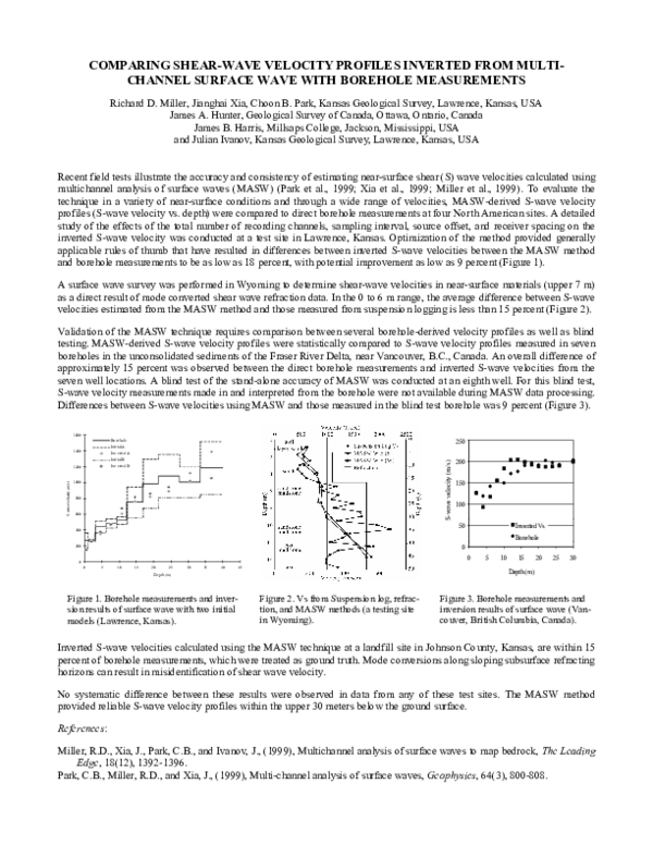 (PDF) Comparing shear-wave velocity profiles inverted from multichannel surface wave with ...