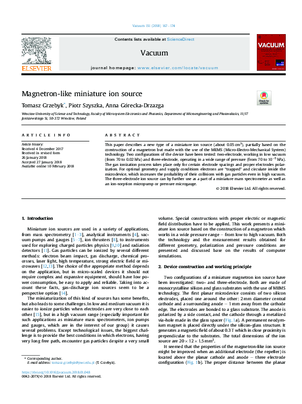 (PDF) Magnetron-like miniature ion source