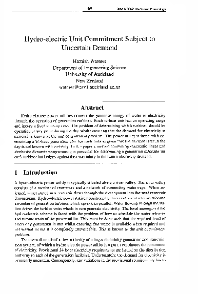 (PDF) Hydro-electric unit commitment subject to uncertain demand