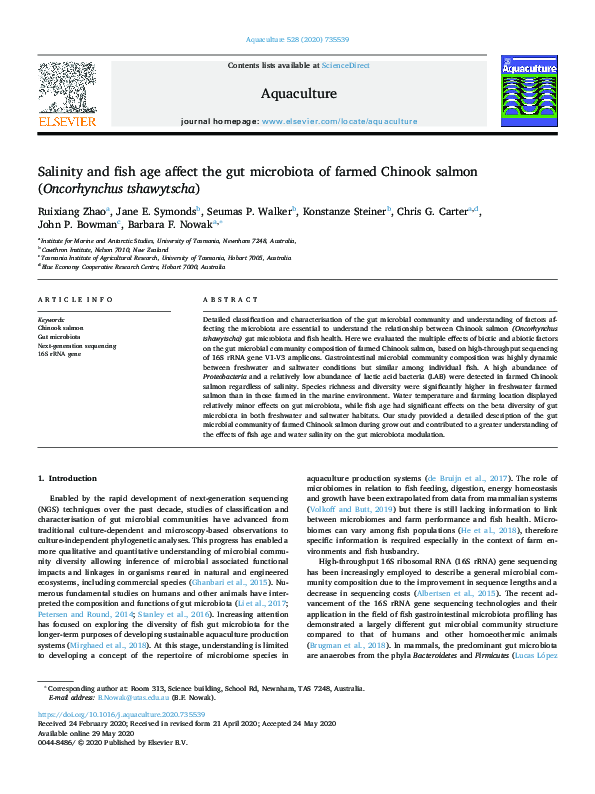 (PDF) Salinity and fish age affect the gut microbiota of farmed Chinook ...