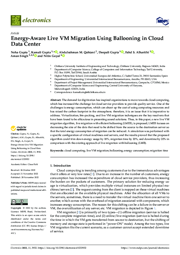 (PDF) Energy-Aware Live VM Migration Using Ballooning in Cloud Data Center