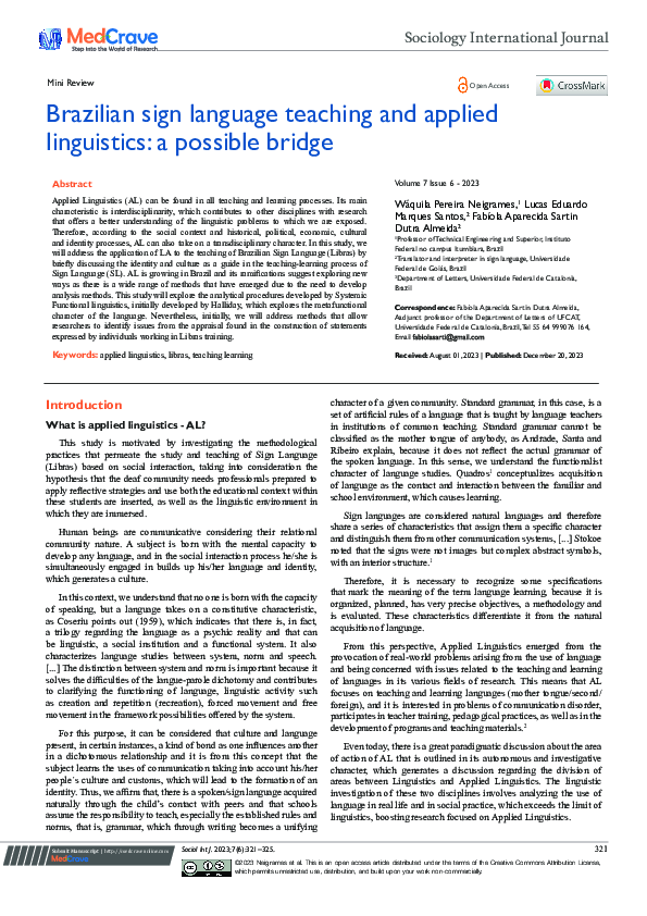 (PDF) Brazilian sign language teaching and applied linguistics: a ...