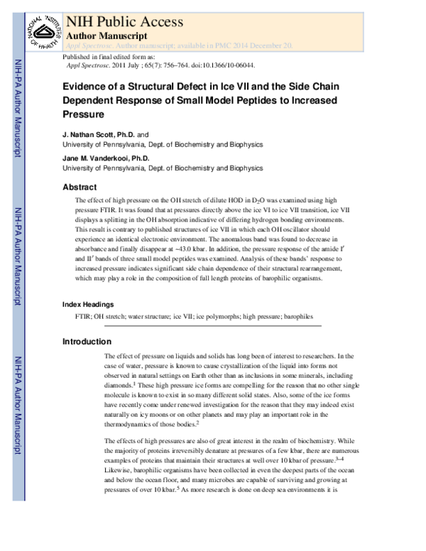 (PDF) Evidence of a Structural Defect in Ice VII and the Side-Chain ...