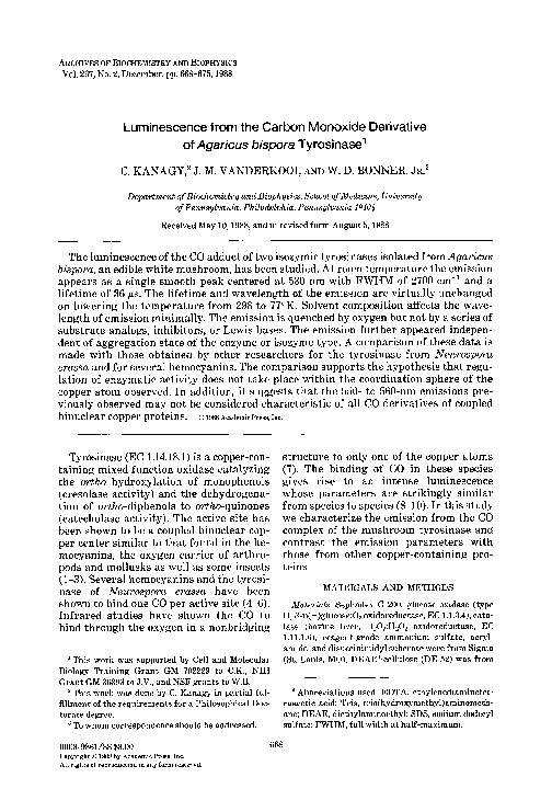 (PDF) Luminescence from the carbon monoxide derivative of Agaricus ...