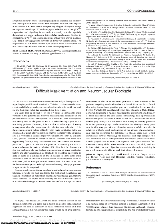 (PDF) Difficult Mask Ventilation and Meeting Abstracts