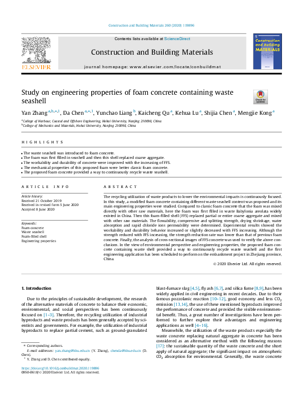 (PDF) Study on engineering properties of foam concrete containing waste ...