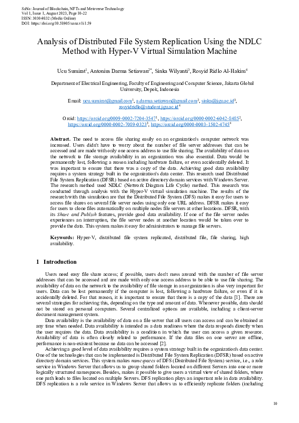 (PDF) Analysis of Distributed File System Replication Using the NDLC Method with Hyper-V Virtual ...