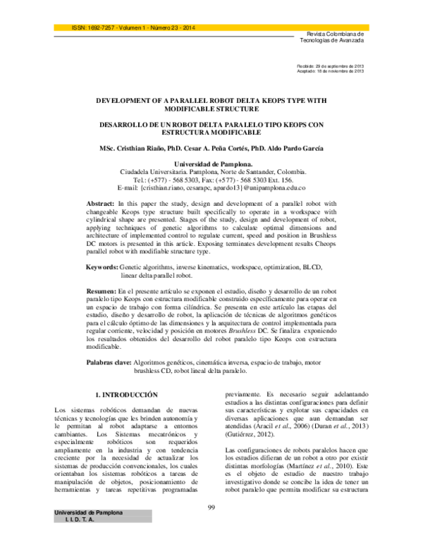 (PDF) Desarrollode Un Robot Delta Paralelo Tipo Keops Con Estructura ...