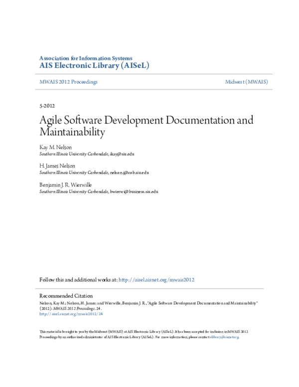 (PDF) Agile Software Development Documentation and Maintainability