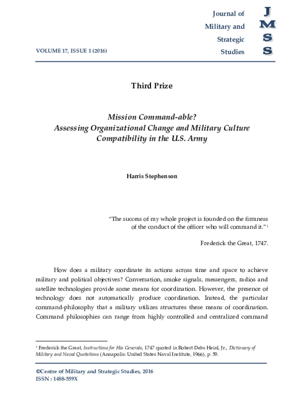 (PDF) Mission Command-able? Assessing the Compatibility of ...