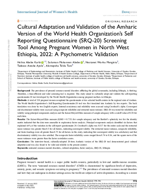 (PDF) Cultural Adaptation and Validation of the Amharic Version of the ...