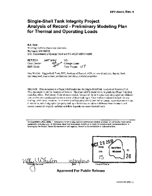 (PDF) Single-Shell Tank Integrity Project Analysis of Record ...