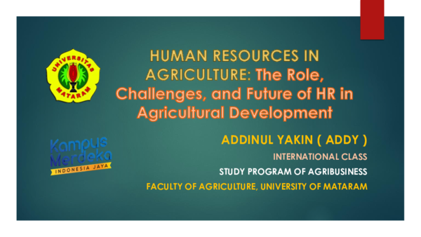 (PDF) HUMAN RESOURCES IN AGRICULTURE: The Role, Challenges, and Future ...