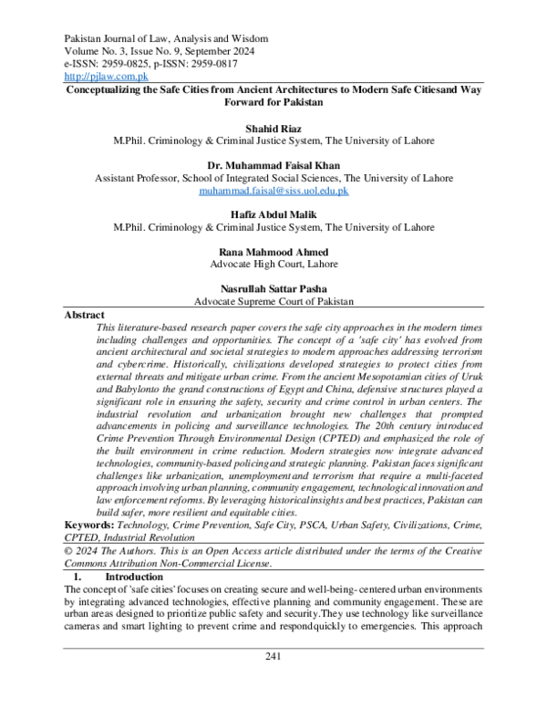 (PDF) Conceptualizing the Safe Cities from Ancient Architectures to ...