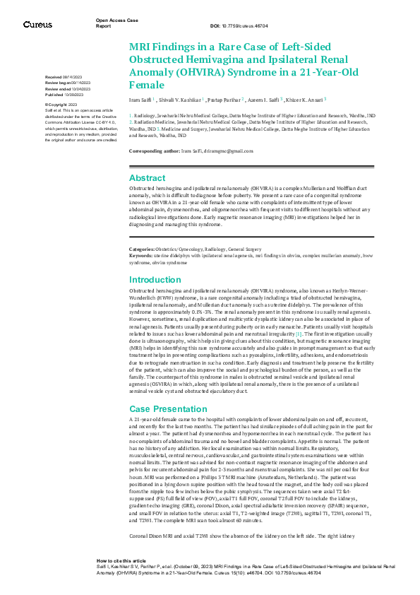 (PDF) MRI Findings in a Rare Case of Left-Sided Obstructed Hemivagina ...