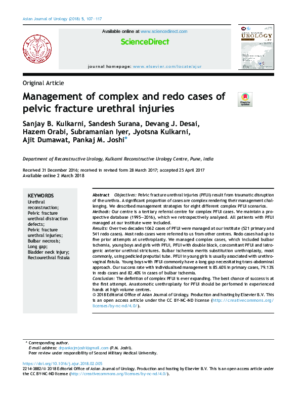 (PDF) Management of complex and redo cases of pelvic fracture urethral ...