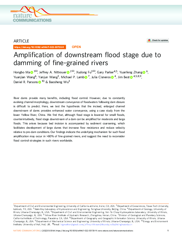 (PDF) Amplification of downstream flood stage due to damming of fine ...