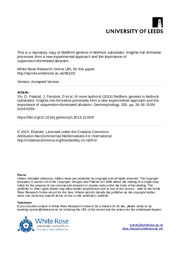 (PDF) Bedform genesis in bedrock substrates: Insights into formative ...