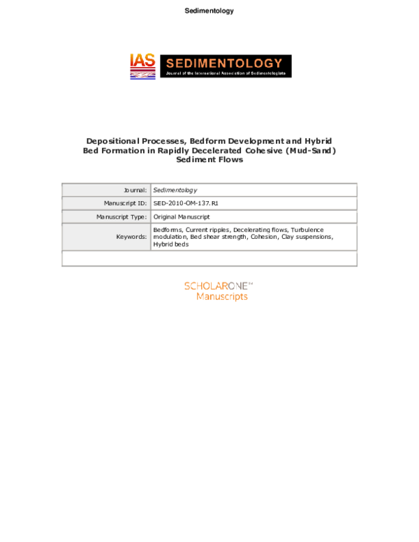 (PDF) Depositional processes, bedform development and hybrid bed ...
