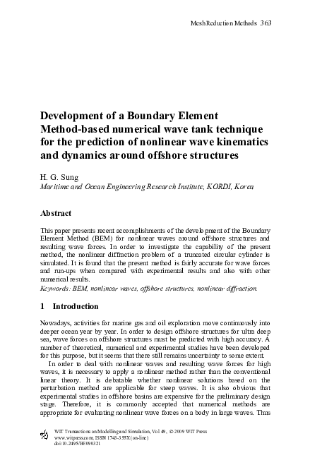 (PDF) Development of a Boundary Element Method-based numerical wave ...