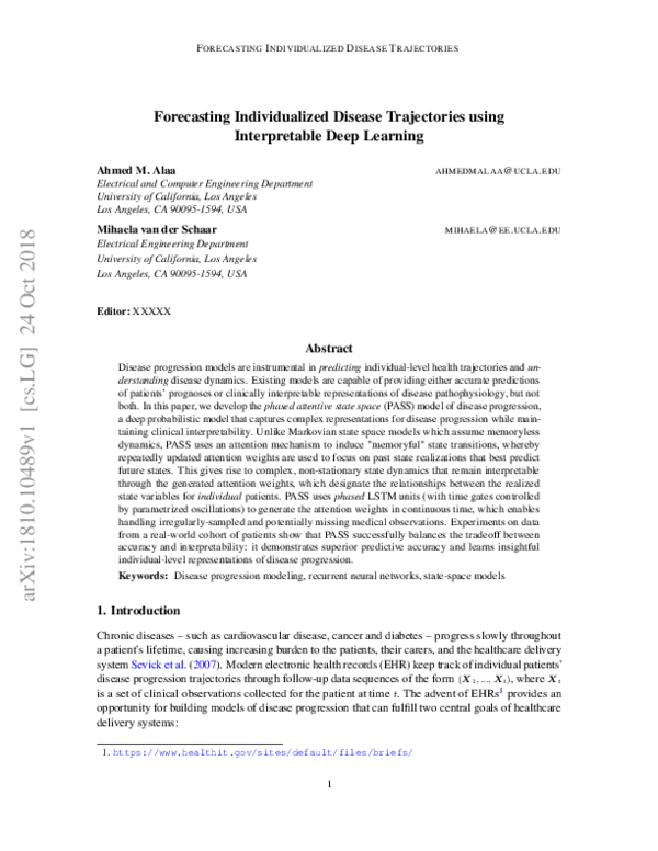(PDF) Forecasting Individualized Disease Trajectories using ... (PDF) Forecasting Individualized Disease Trajectories using ...