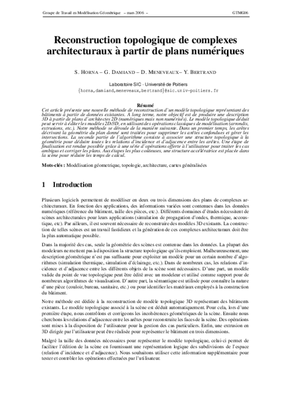 (PDF) Reconstruction topologique de complexes architecturaux à partir ...