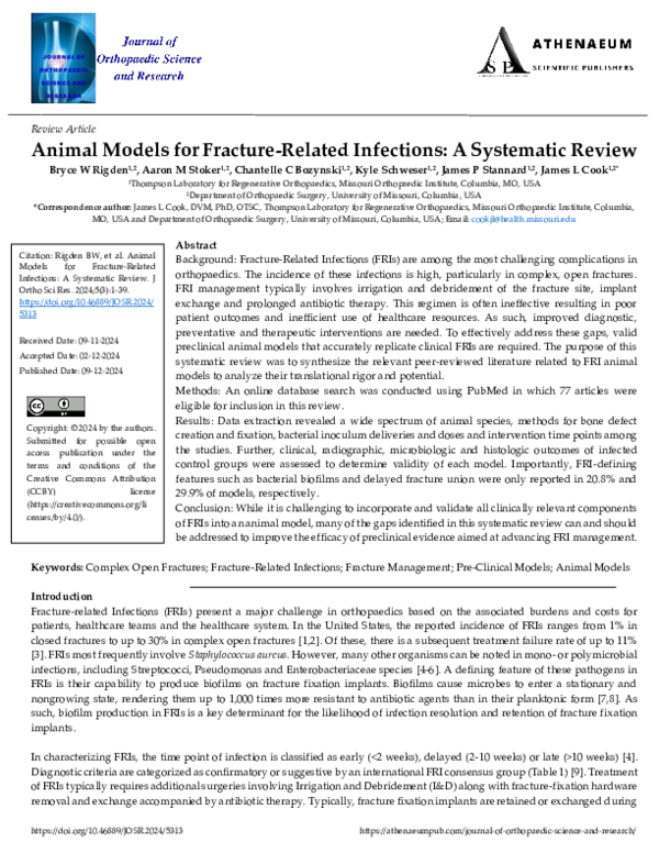 (PDF) Animal Models for Fracture-Related Infections: A Systematic Review