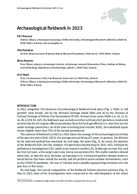 (PDF) Archaeological fieldwork in 2023