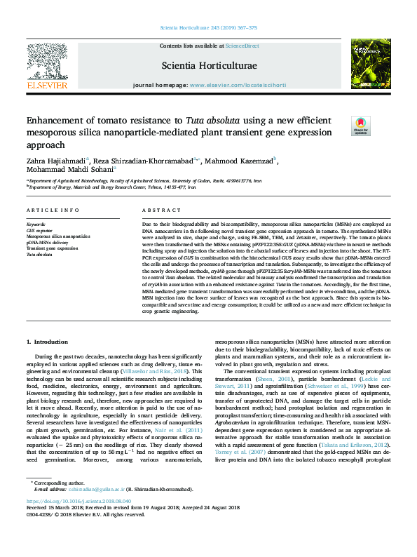 (PDF) Enhancement of tomato resistance to Tuta absoluta using a new ...