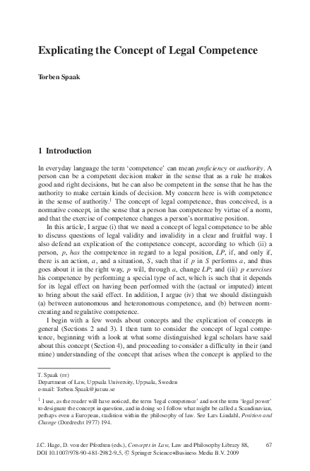 (PDF) Explicating the Concept of Legal Competence