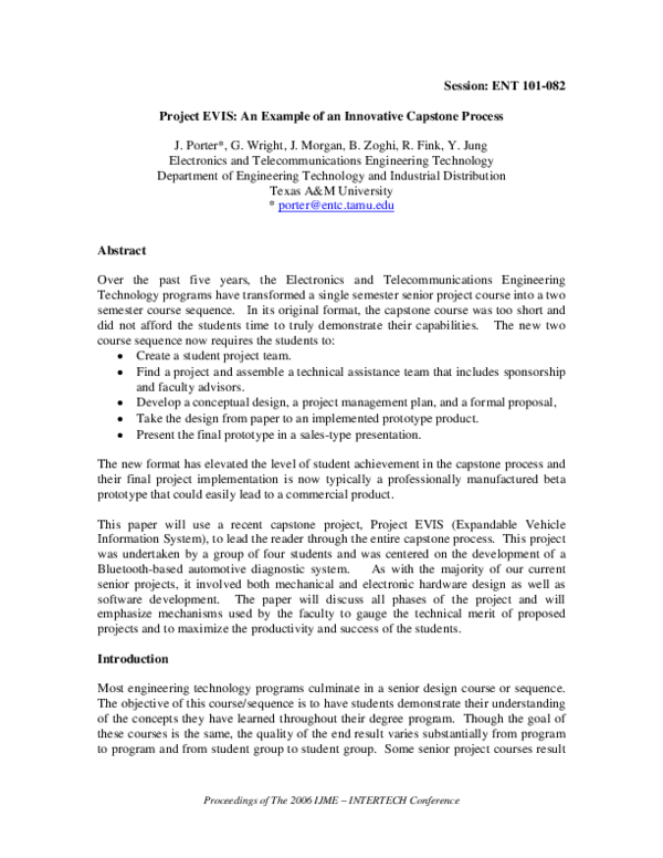 (PDF) Project EVIS: An Example of an Innovative Capstone Process